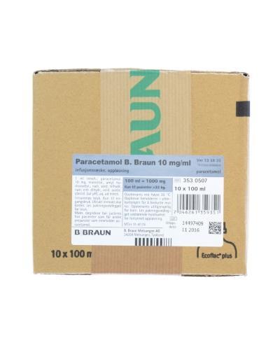 Paracetamol B. Braun Infusjonsvæske, oppløsning 10 mg/ml 10x100 ml - Apotek 1