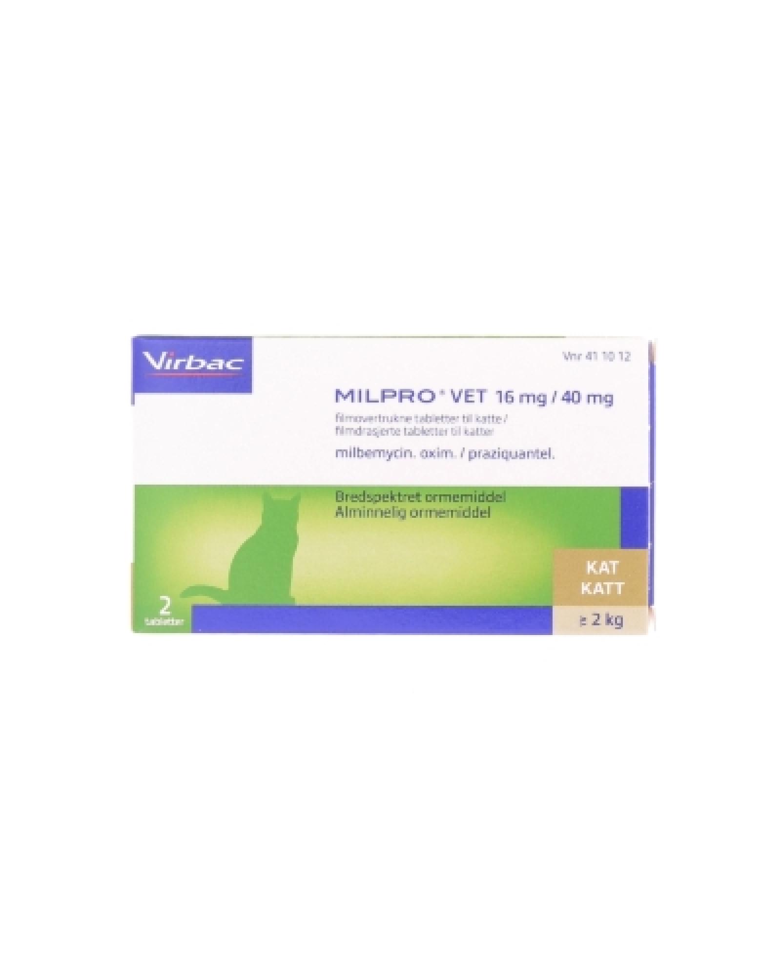 Milpro vet tab 16/40mg katt 2 ENPAC - Apotek 1