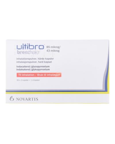Ultibro Breezhaler Inhalasjonspulver, hard kapsel 85 mikrog/43 mikrog ...