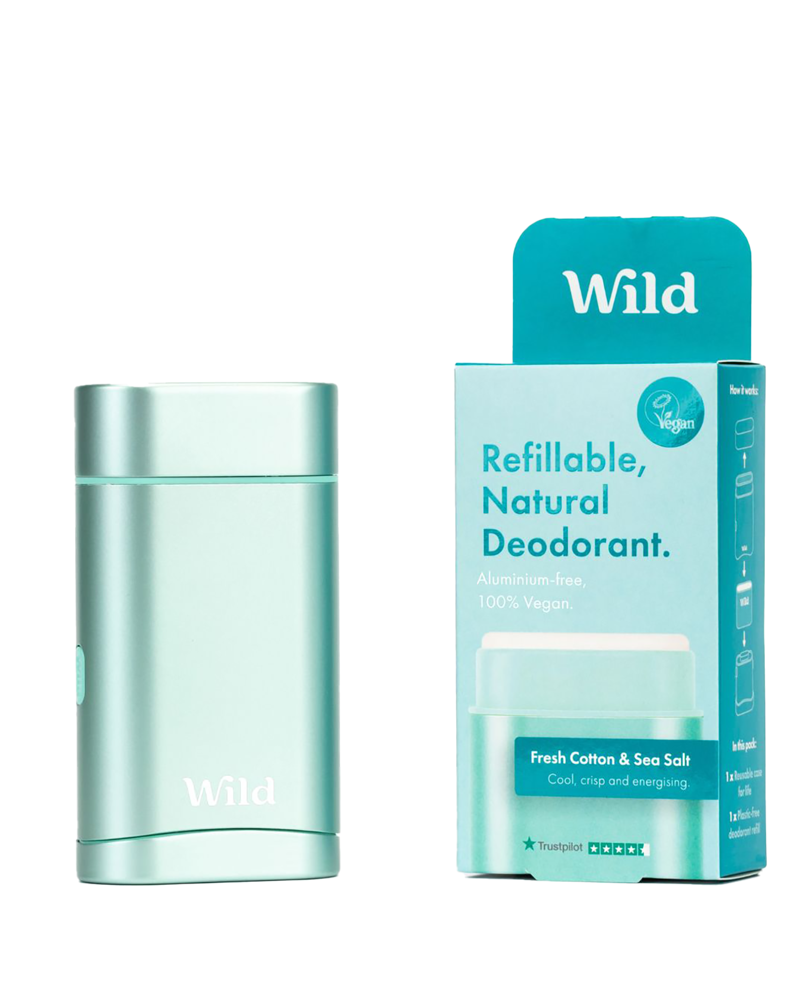 Wild Deo Cotton & Sea Salt Aqua startpakke 1 sett - Apotek 1
