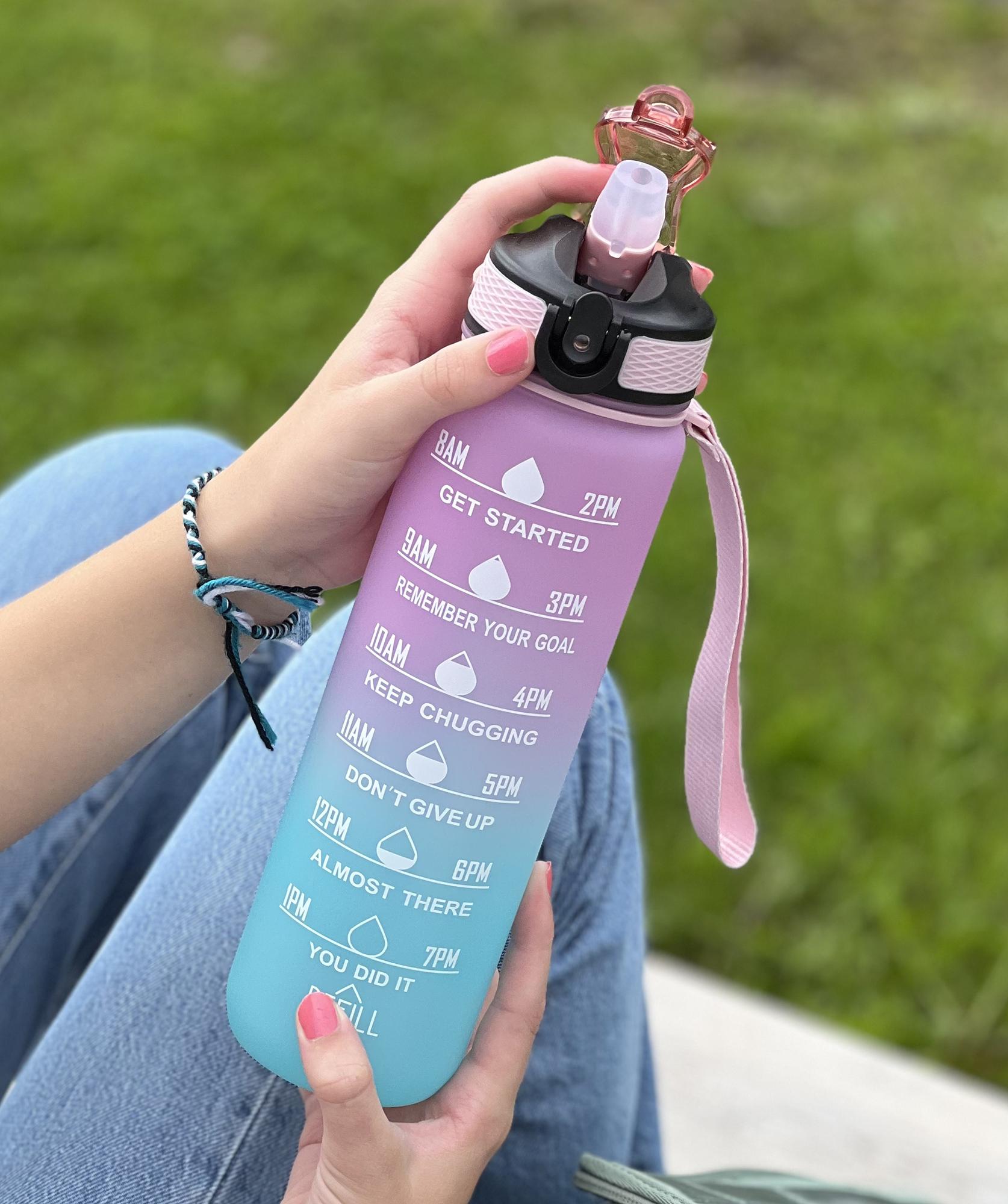 Hollywood Motivational Bottle drikkeflaske 1 liter, lys rosa og blå 1 ...