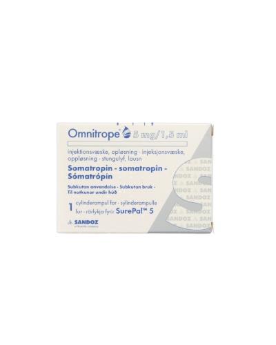 Omnitrope Injeksjonsvæske, oppløsning for SurePal 5 5 mg/1,5 ml 1x1,5 ...