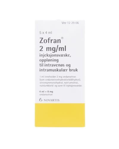 Zofran 2 mg/ml injeksjon ampuller 5x4ml - Apotek 1