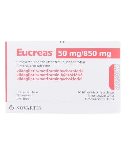 Eucreas Tablett, filmdrasjert 50 mg/850 mg 1x60stk - Apotek 1