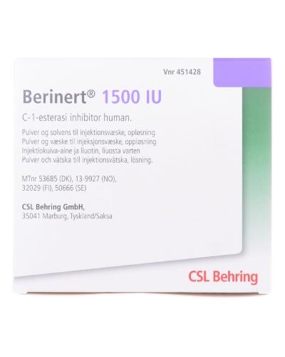 Berinert Pulver og væske til injeksjonsvæske, oppløsning 1500 IE 1 sett ...