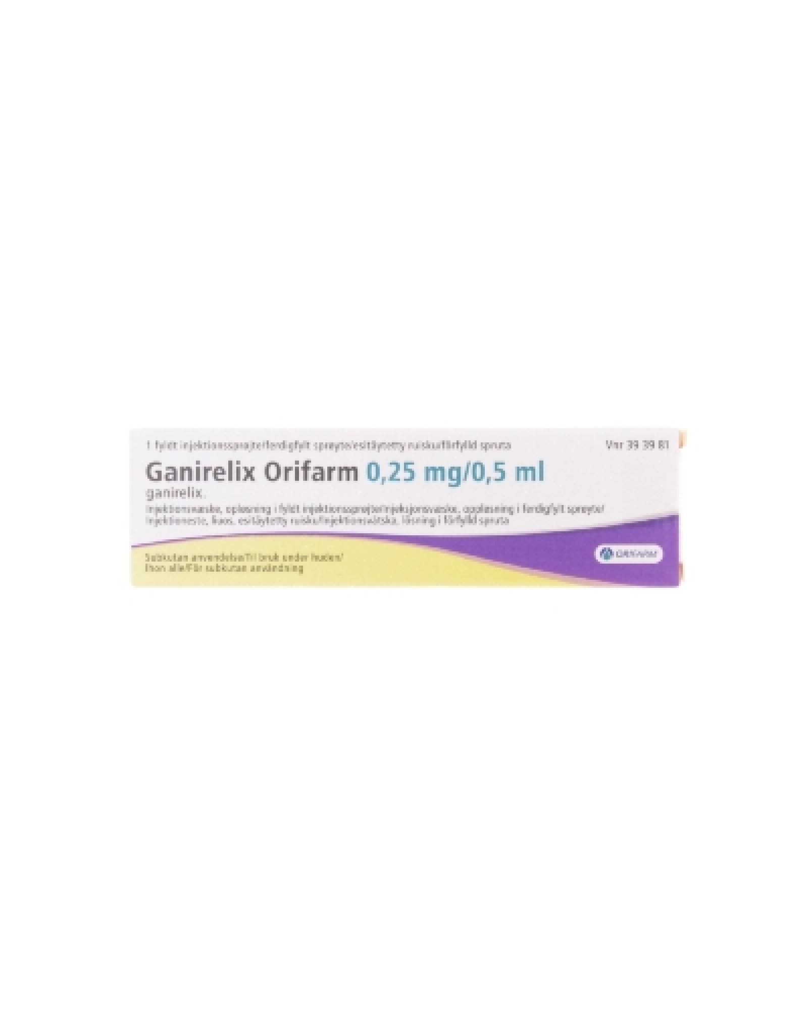 Ganirelix ori inj 0,25mg/0,5ml 0,5 MLSPR - Apotek 1