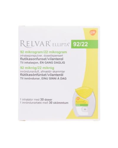 Relvar Ellipta Inhalasjonspulver, dosedispensert 92 mikrog/22 mikrog ...