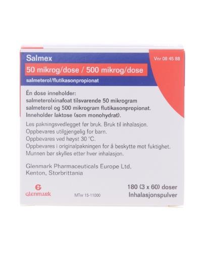 Salmex 50 mikrog/dose+500 mikrog/dose inhalasjonspulver, dosedispensert ...