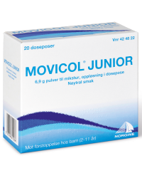 Movicol Junior pulver til mikstur doseposer nøytral smak 20 stk - Apotek 1