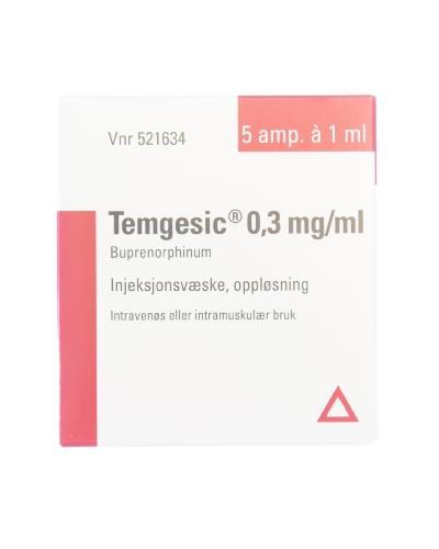 Temgesic Injeksjonsvæske, oppløsning 0,3 mg/ml 5x1 ml - Apotek 1