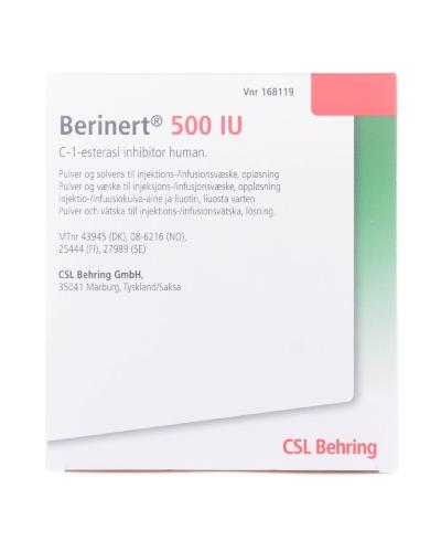 Berinert Pulver og væske til injeksjons-/infusjonsvæske, oppløsning 500 ...