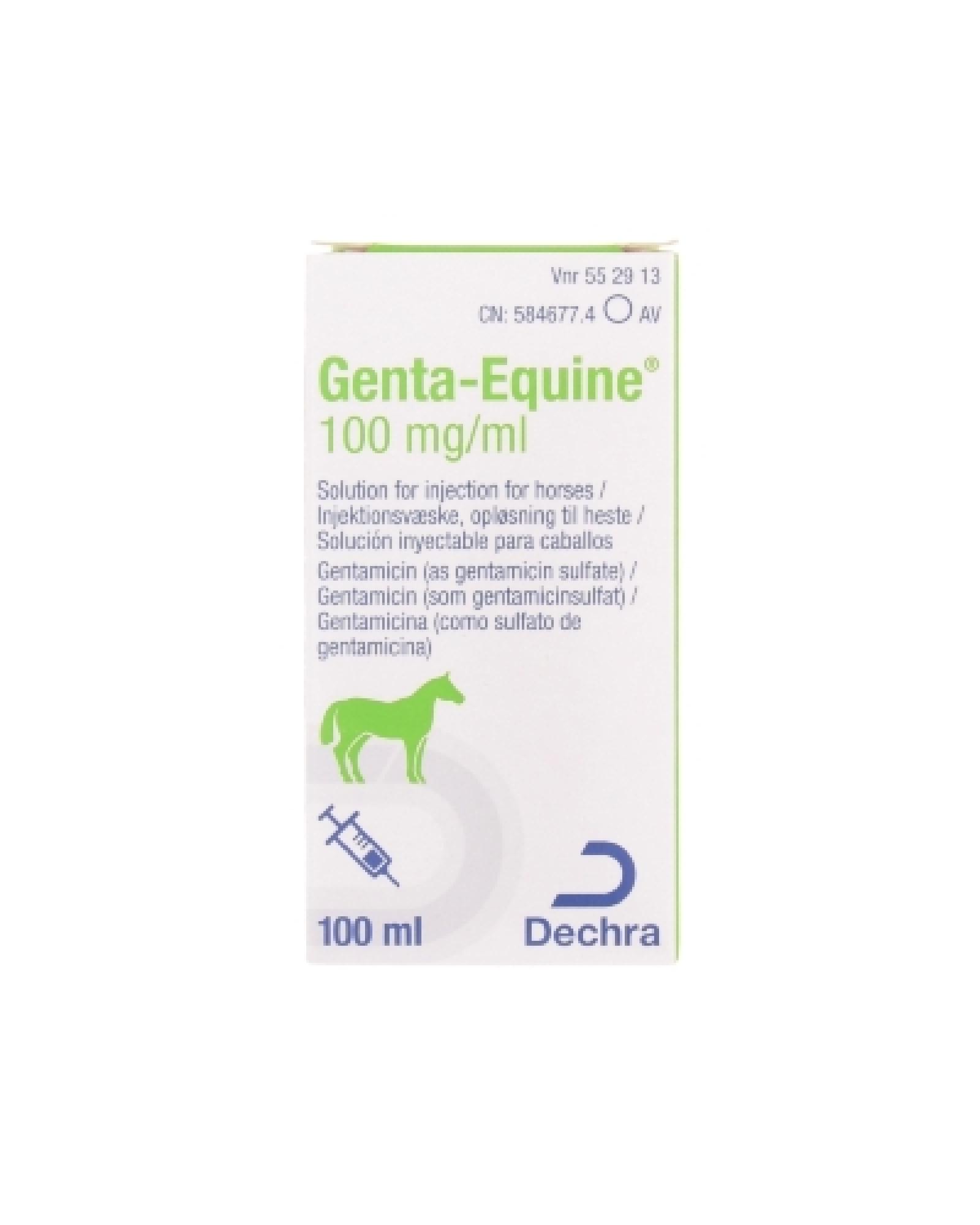 Genta-Equine 100mg/ml vet injeksjon 100 mlhgl - Apotek 1