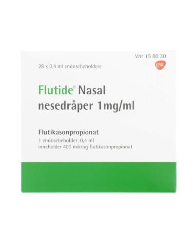 Flutide Nasal Nesedråper, suspensjon 1 mg/ml 28x0,4 ml - Apotek 1