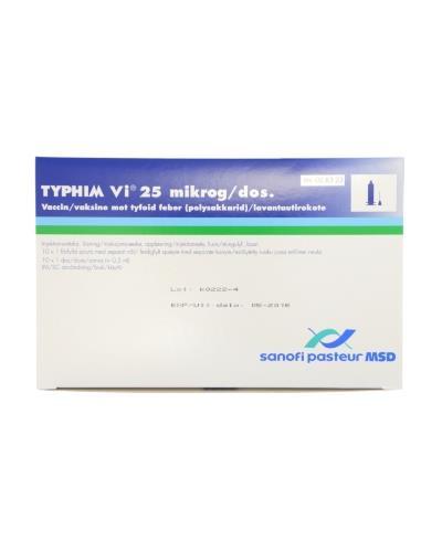 Typhim Vi Injeksjonsvæske, oppløsning 25 mikrog/0,5 ml 10x0,5 ml - Apotek 1