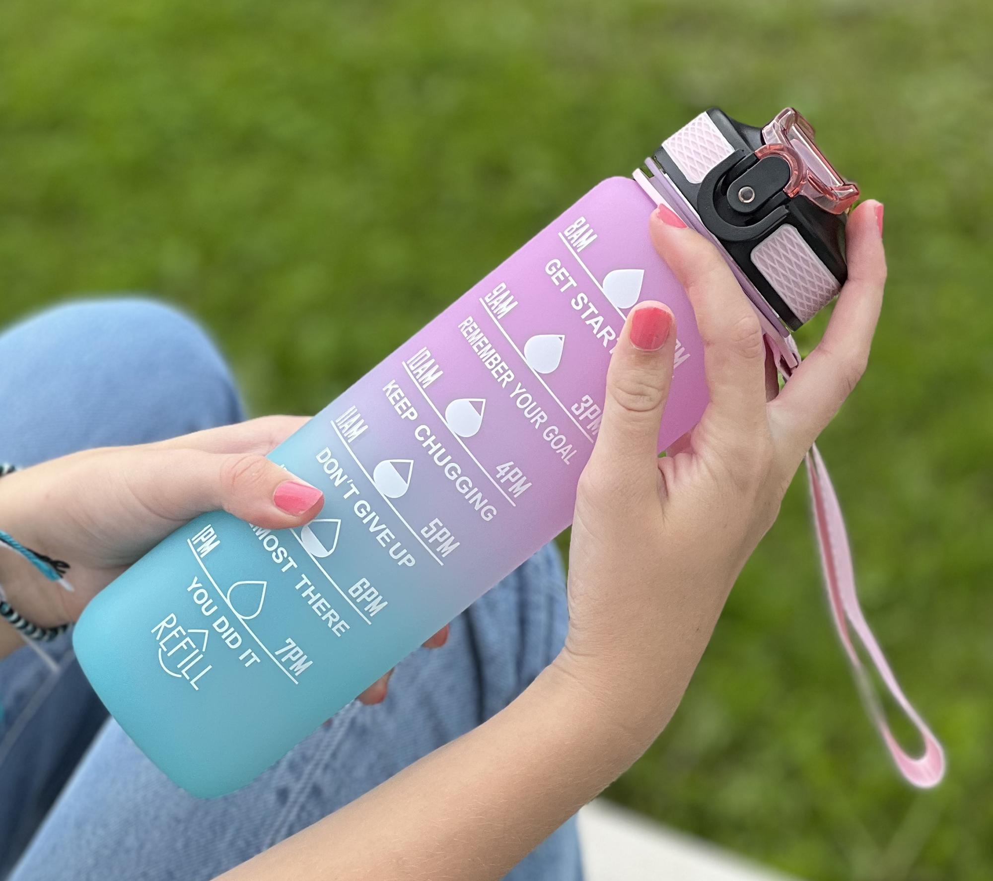 Hollywood Motivational Bottle drikkeflaske 1 liter, lys rosa og blå 1 ...