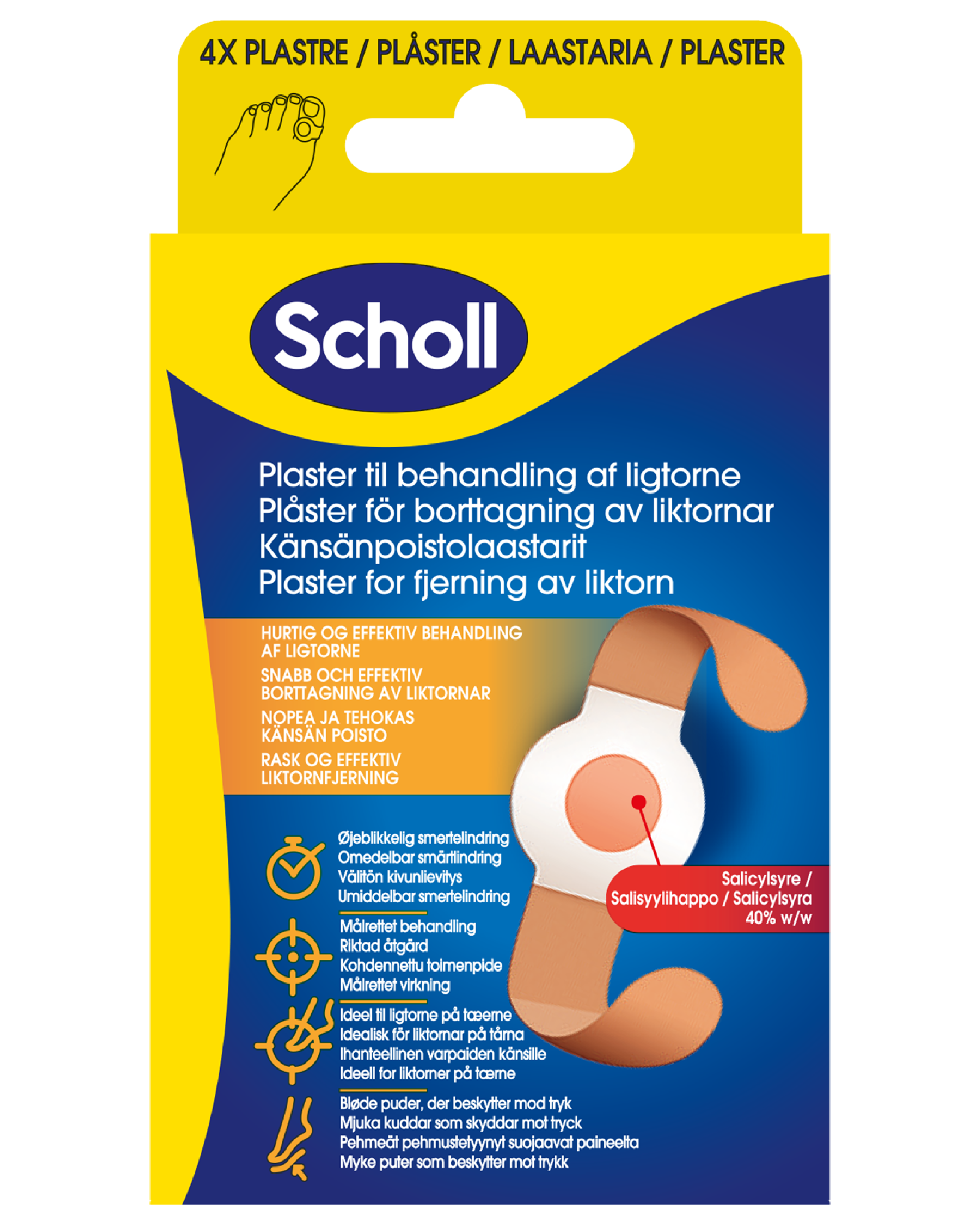 Scholl plaster for liktorn med salisylsyre 4 stk - Apotek 1