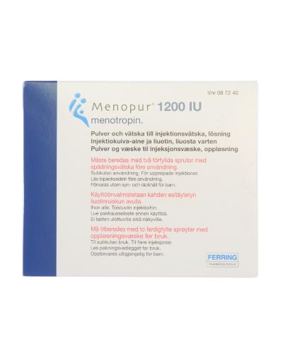 Menopur Pulver og væske til injeksjonsvæske, oppløsning 1 200 IU 1sett ...