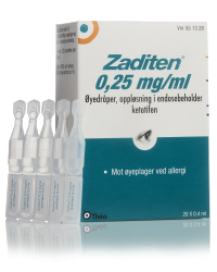 Zaditen 0,25mg/ml øyedråper i endosebeholder 20x0,4 ml - Apotek 1