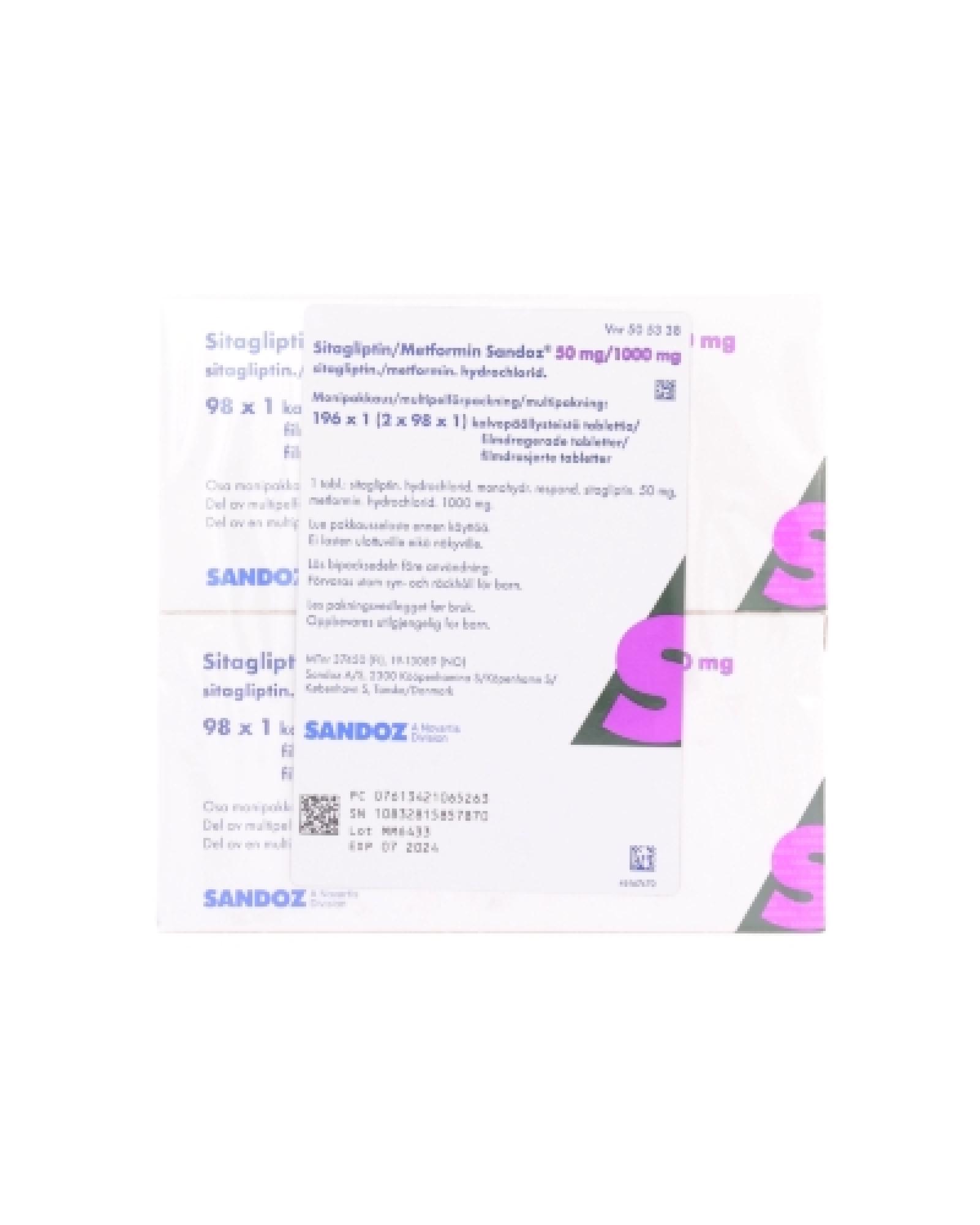 Sitaglipt/Met sand tab 50/1000 2x98x1 STK - Apotek 1