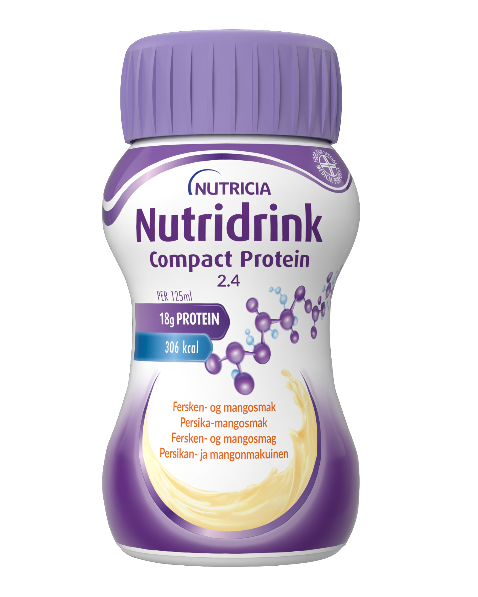 Nutridrink Compact Protein næringsdrikk fersken/mango 4x125 ml - Apotek 1