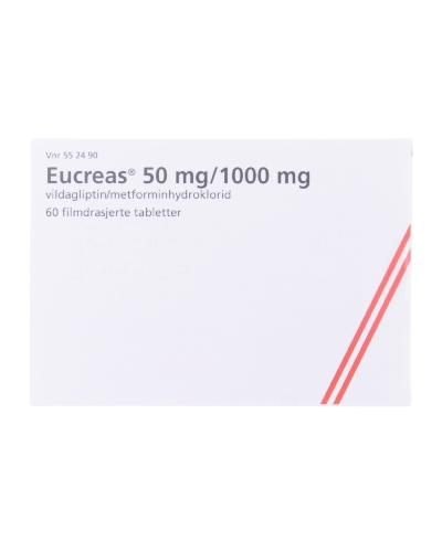 Eucreas Orifarm 50 mg/1000 mg filmdrasjerte tabletter 60 stk - Apotek 1