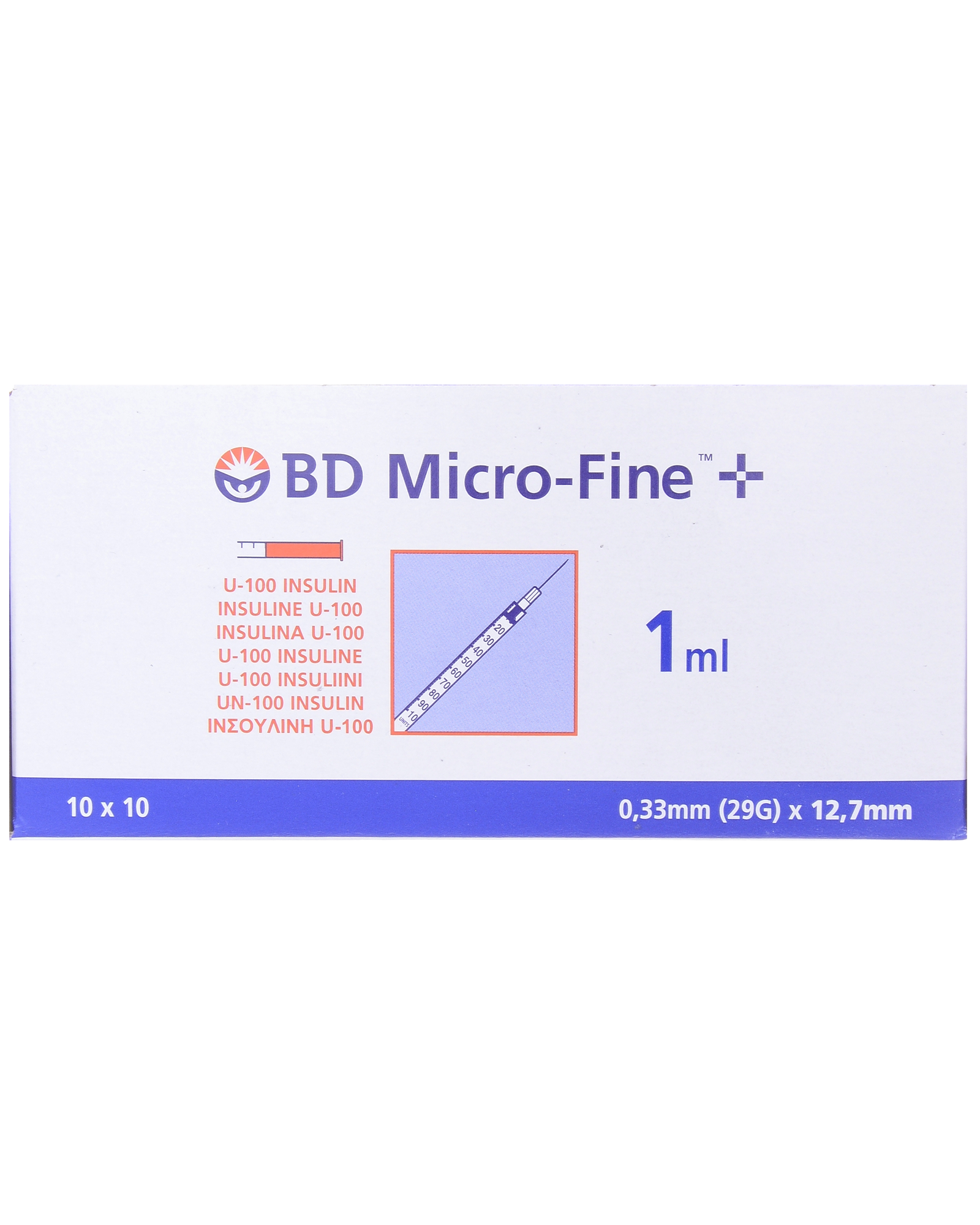 BD Micro-Fine U-100 insulinsprøyte 1 ml 0,33 x 12,7 mm 100 stk - Apotek 1