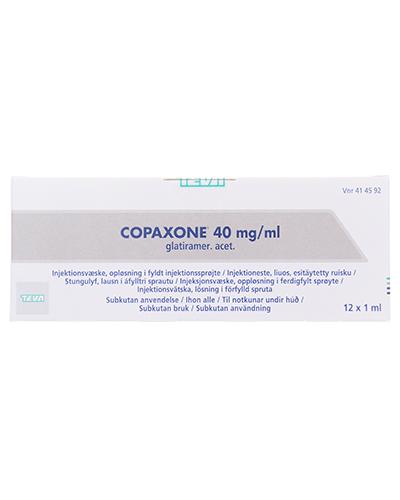 Copaxone Injeksjonsvæske, oppløsning i ferdigfylt sprøyte 40 mg/ml 12x1 ...
