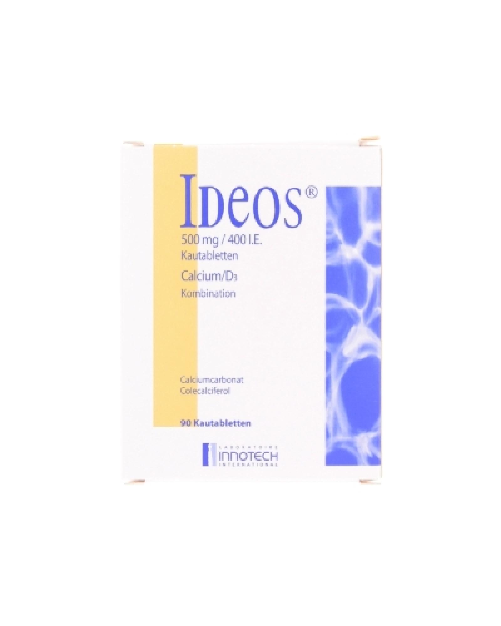 Ideos 500mg/400 IE tyggetabletter 90 stk - Apotek 1