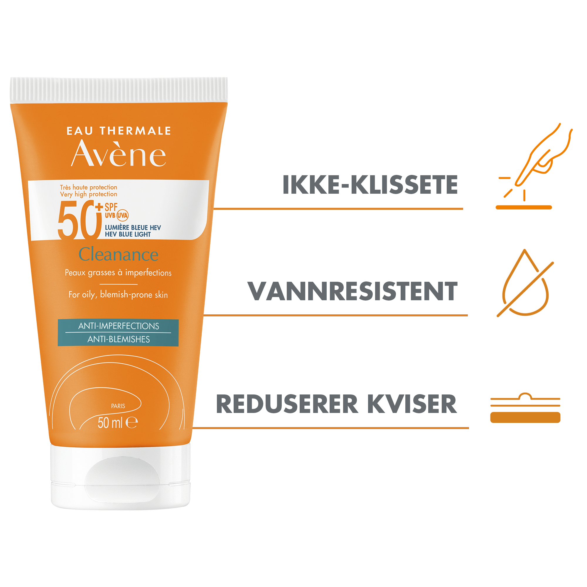 Avène Sun Cleanance SPF50+ solkrem til ansikt 50 ml - Apotek 1