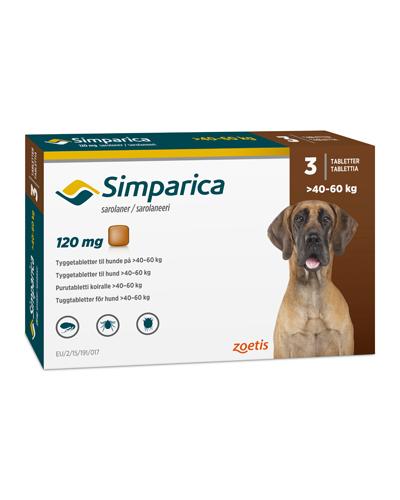 Simparica 120 mg tyggetabletter til hund >40-60 kg 3 stk - Apotek 1