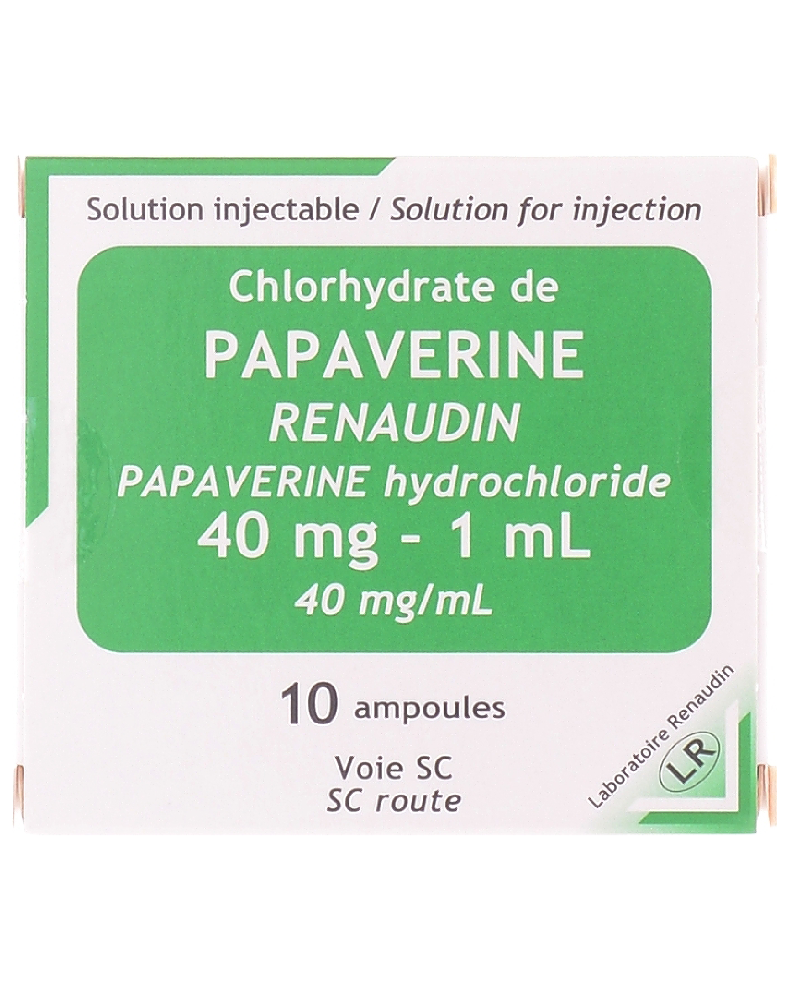 Papaverine 40mg/ml injeksjon 10x1 mlamp - Apotek 1