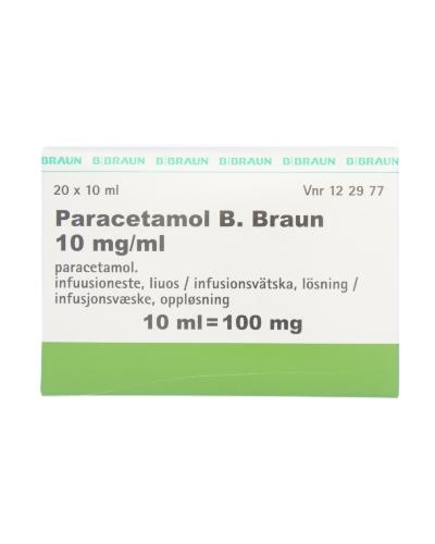 Paracetamol B. Braun Infusjonsvæske, oppløsning 10 mg/ml ampulle 20x10 ml - Apotek 1