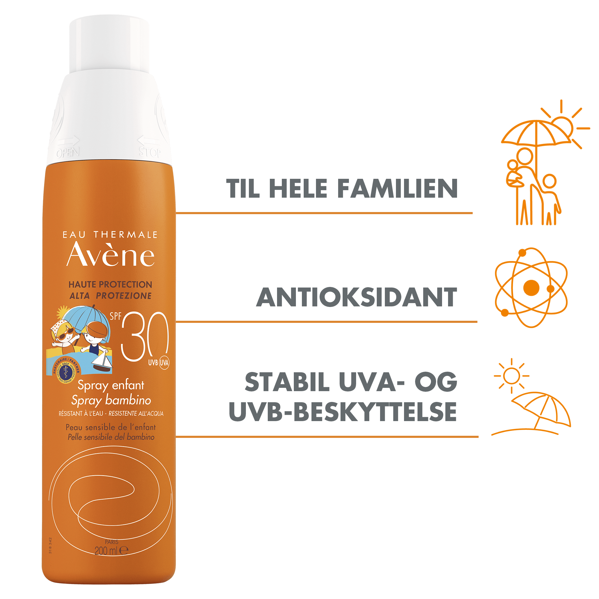 Avène Sun Kids solspray SPF 30 200 ml - Apotek 1