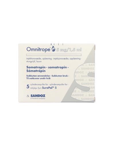 Omnitrope Injeksjonsvæske, oppløsning for SurePal 5 5 mg/1,5 ml 5x1,5 ...