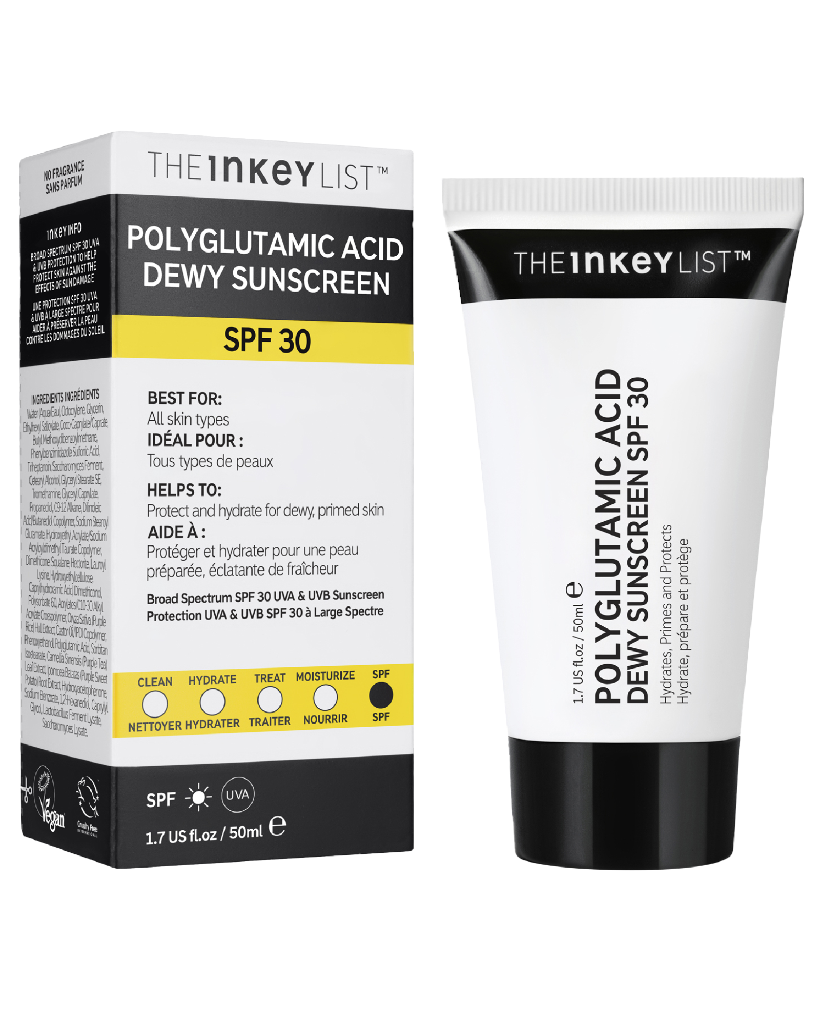 The Inkey List Polyglutamic Acid Dewy solkrem SPF 30 50 ml - Apotek 1