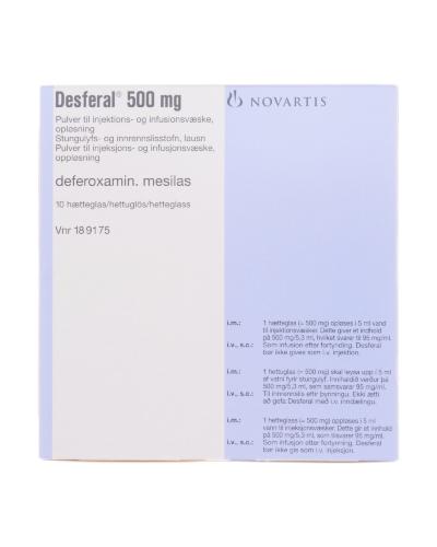 Desferal Pulver til injeksjons-/infusjonsvæske, oppløsning 500 mg ...
