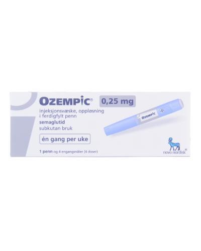 Ozempic 0,25 mg injeksjonsvæske, oppløsning i ferdigfylt penn 1,5 ml ...