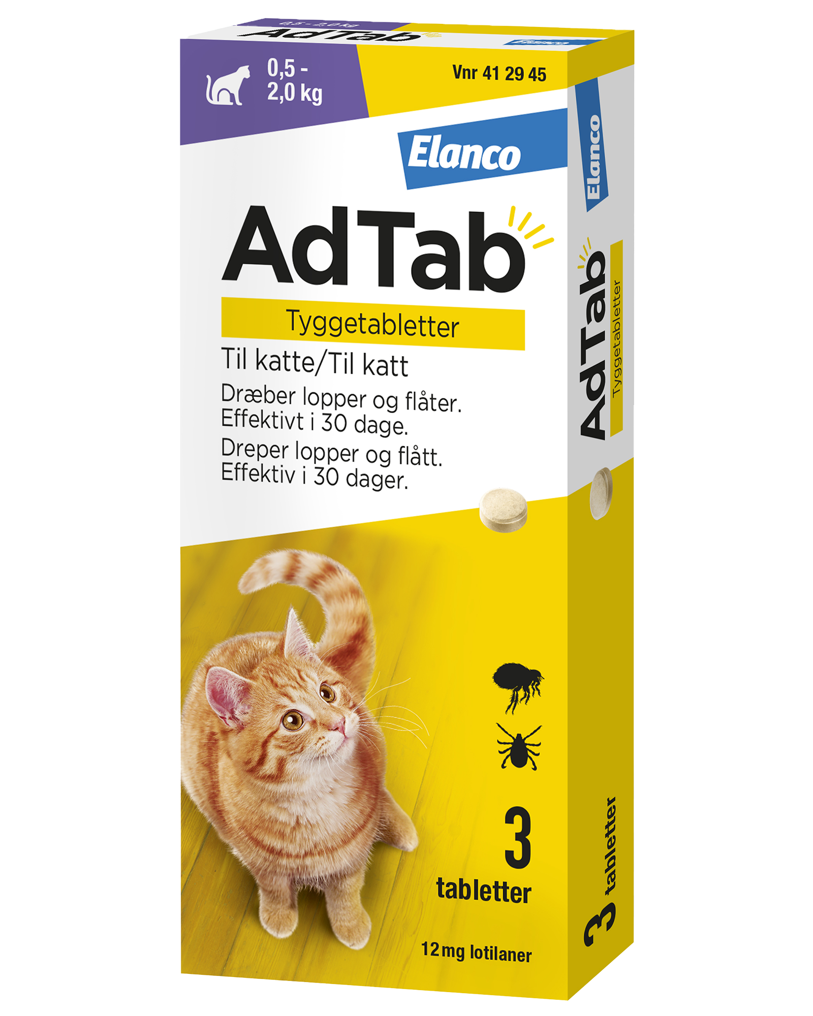 AdTab 12 mg tyggetabletter til katt (0,5-2,0 kg) 3 stk - Apotek 1