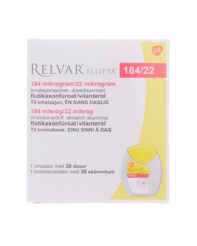 Relvar Ellipta Inhalasjonspulver, dosedispensert 184 mikrog/22 mikrog ...