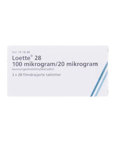 Loette 28 Orifarm 100 mikrog/20 mikrog filmdrasjerte tabletter 3x28 stk ...