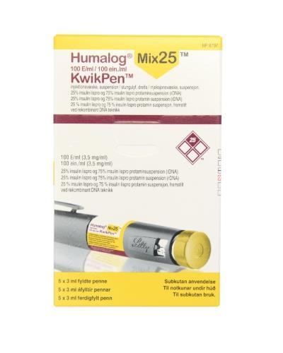 Humalog Mix25 KwikPen Injeksjonsvæske, suspensjon 100 E/ml 5x3 ml ...