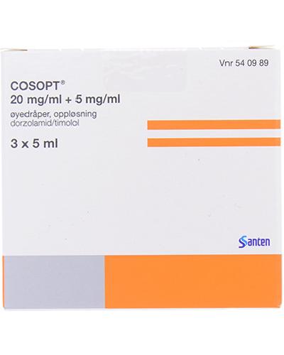 Cosopt Øyedråper, oppløsning 20 mg/ml/5 mg/ml 3x5 ml - Apotek 1