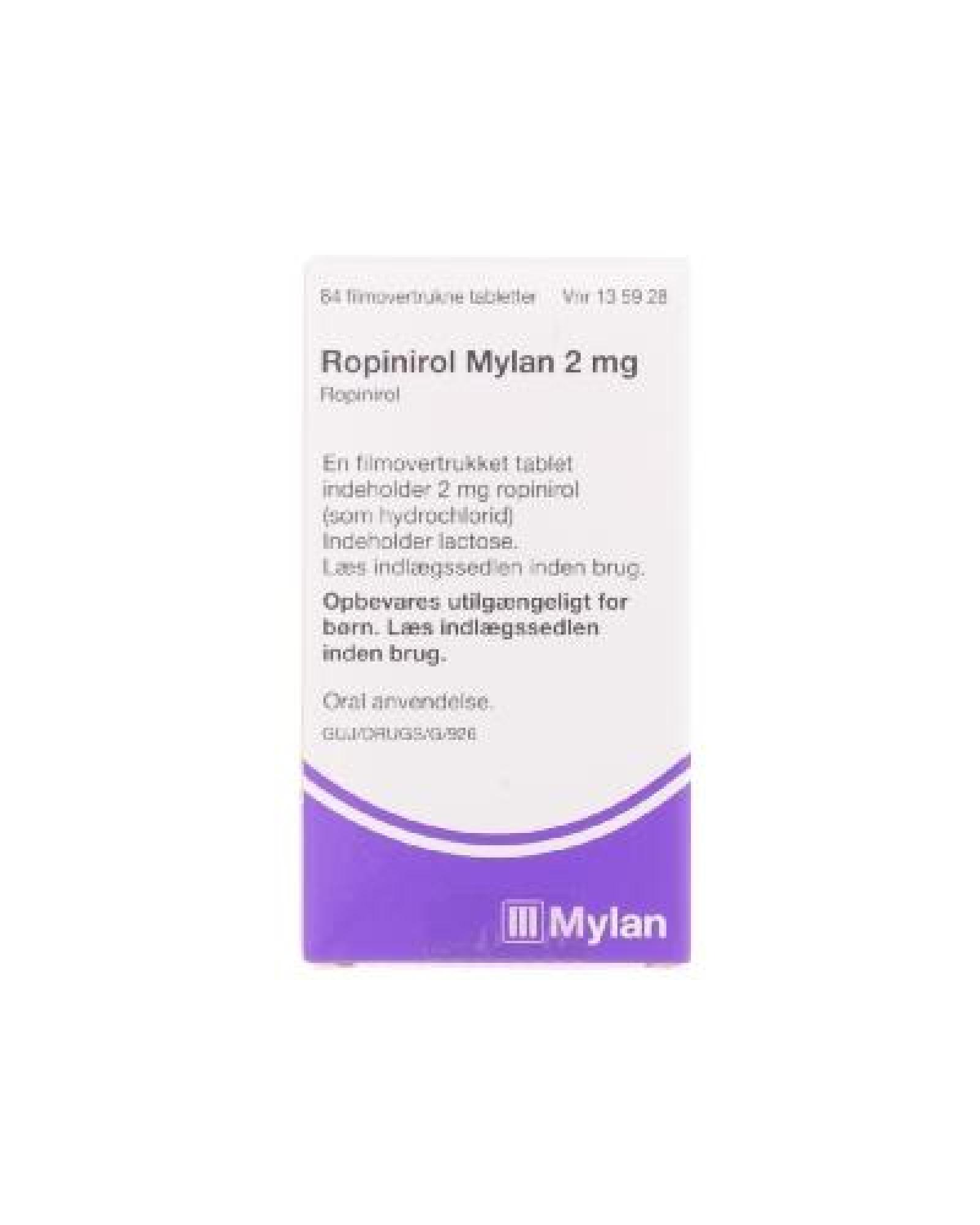 Ropinirol mylan 2mg tabletter 84 stk - Apotek 1