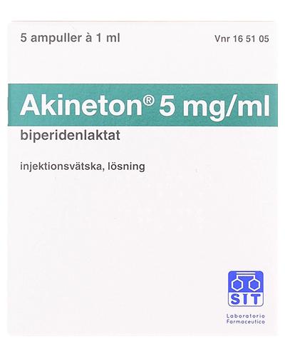 Akineton 5mg/ml injeksjon 5x1 mlamp - Apotek 1