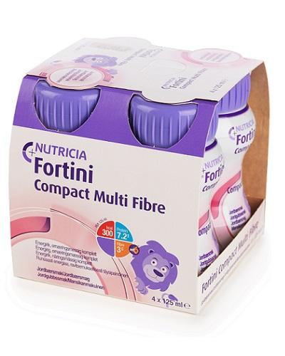 Fortini Compact Multi Fibre næringsdrikk jordbær 4x125 ml - Apotek 1
