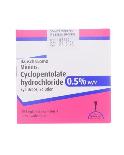 Cyclopentolat Minims bausch&lomb 0,5% øyedråper 20x0,5 ml - Apotek 1