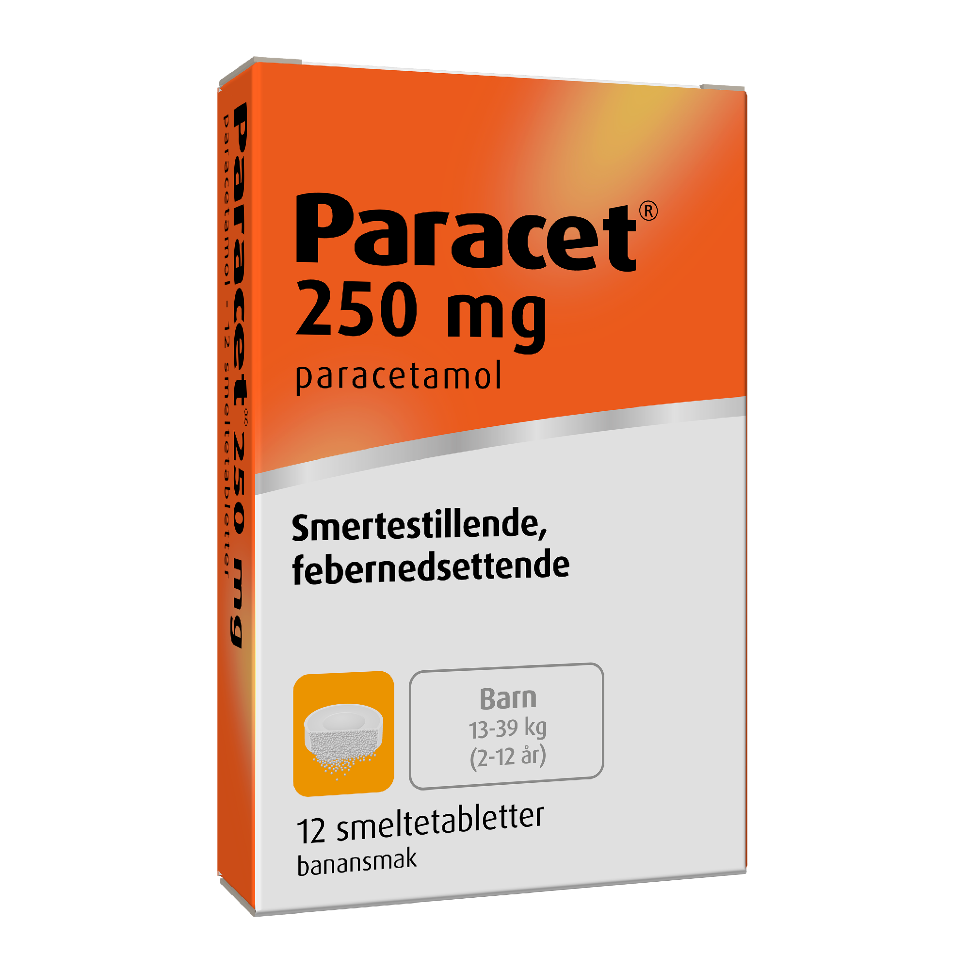 Paracet 250 mg smeltetabletter 2-12 år 12 stk - Apotek 1