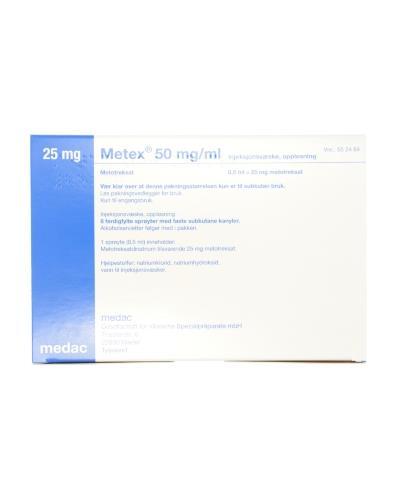 Metex Injeksjonsvæske, oppløsning 50 mg/ml 6x0,5 ml - Apotek 1