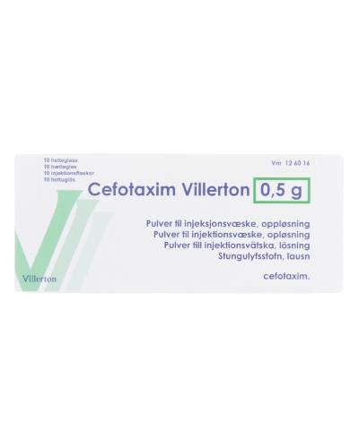 Cefotaxim Villerton Pulver til injeksjonsvæske, oppløsning 0,5 g 10x0 ...