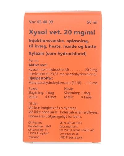 Xysol vet 20 mg/ml injeksjonsvæske, oppløsning hetteglass 50 ml - Apotek 1